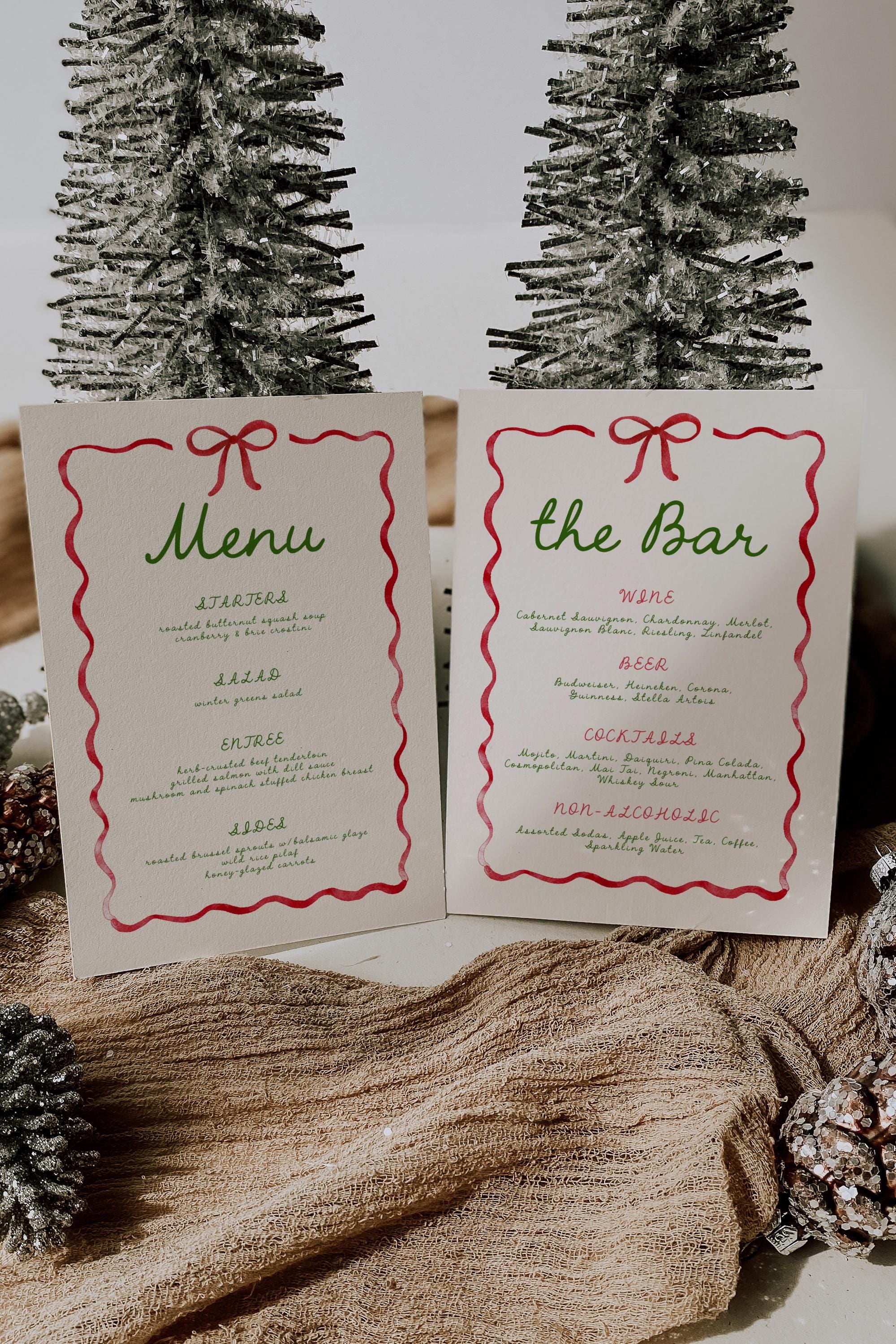 Editable Christmas Menu and Drink List – Party Paper Co.